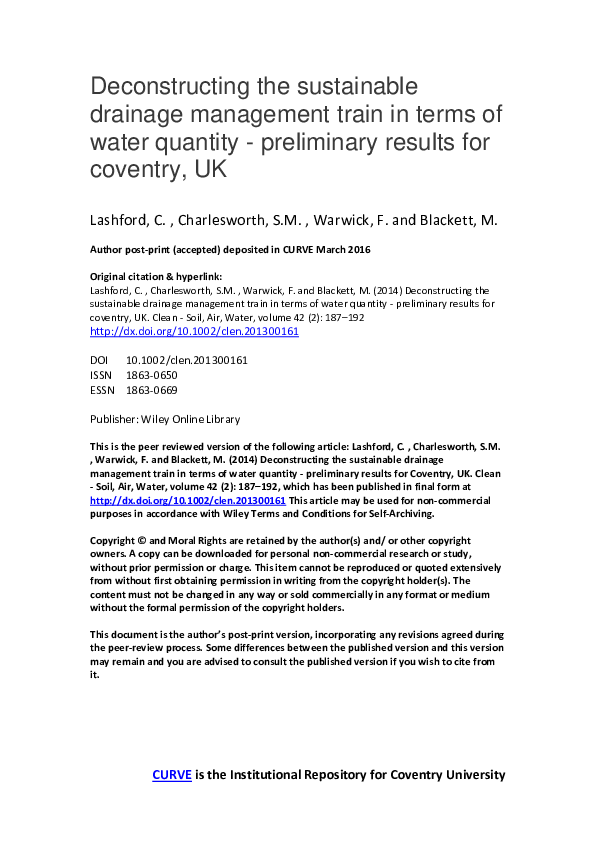 (PDF) Deconstructing the Sustainable Drainage Management Train in Terms ...