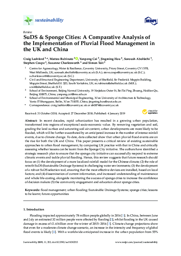 (PDF) SuDS & Sponge Cities: A Comparative Analysis of the Implementation of Pluvial Flood ...