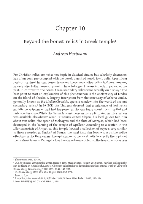 (PDF) Beyond the bones: Relics in Greek temples