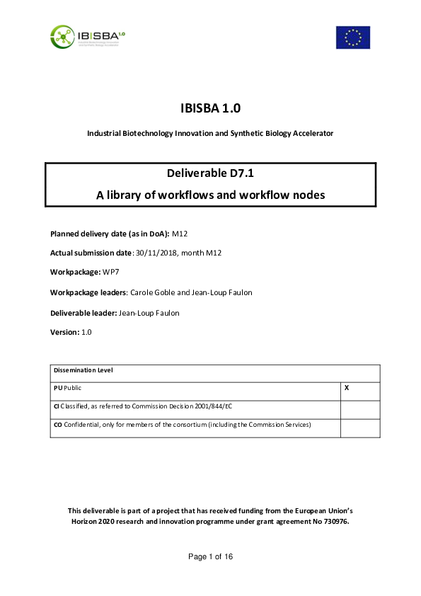 (PDF) D7.1 A library of workflows and workflow nodes