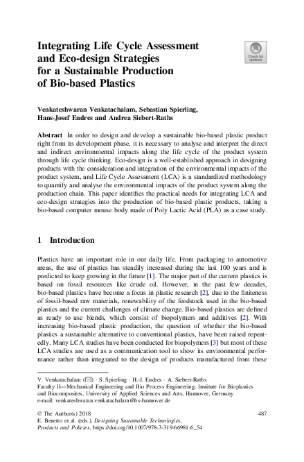 (PDF) Integrating Life Cycle Assessment and Eco-design Strategies for a ...