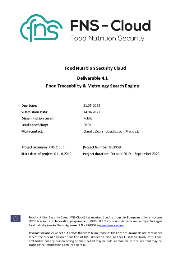 (PDF) Food Traceability & Metrology Search Engine