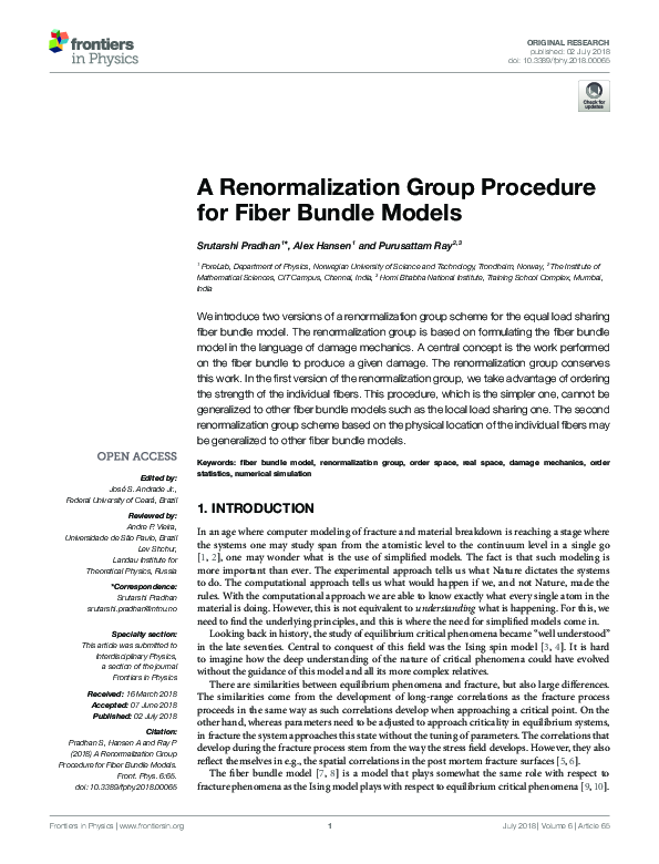(PDF) A Renormalization Group Procedure for Fiber Bundle Models