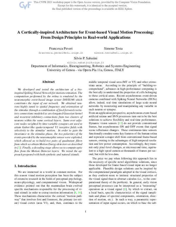 (PDF) A Cortically-inspired Architecture for Event-based Visual Motion Processing: From Design ...