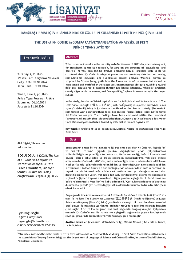 (PDF) The Use of KH Coder in Comparative Translation Analysis: Le Petit Prince Translations