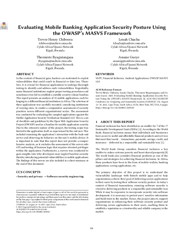 (PDF) Evaluating Mobile Banking Application Security Posture Using the ...