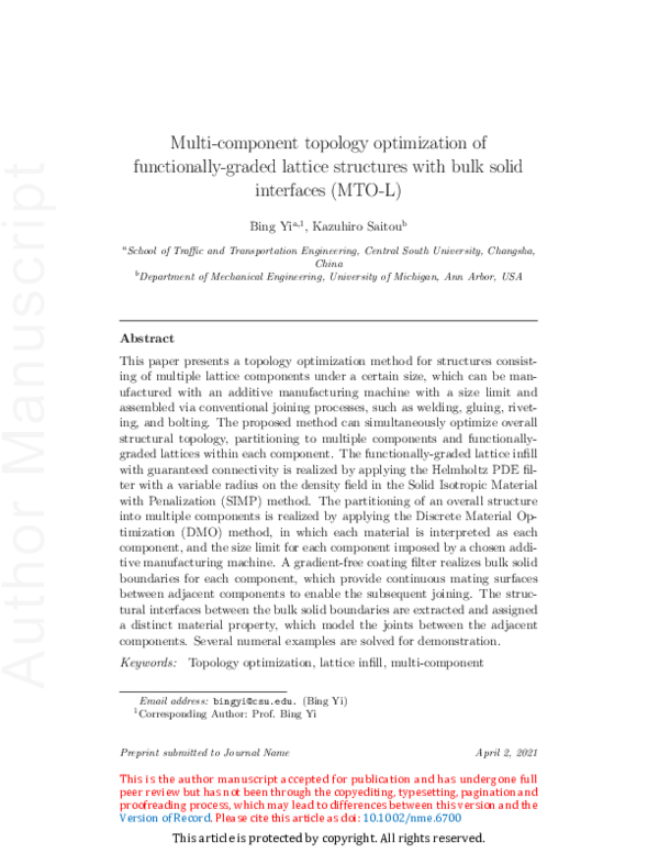 (PDF) Multicomponent topology optimization of functionally graded ...