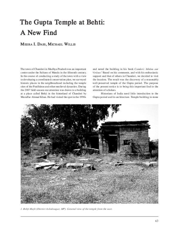 (PDF) The Gupta Temple at Behti: A New Find