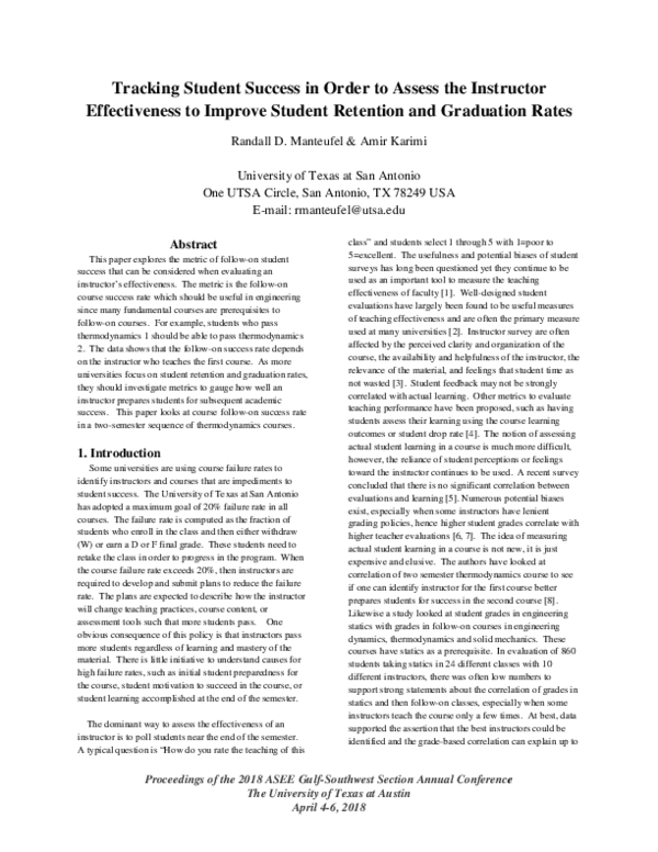 (PDF) Tracking Student Success in Order to Assess the Instructor ...