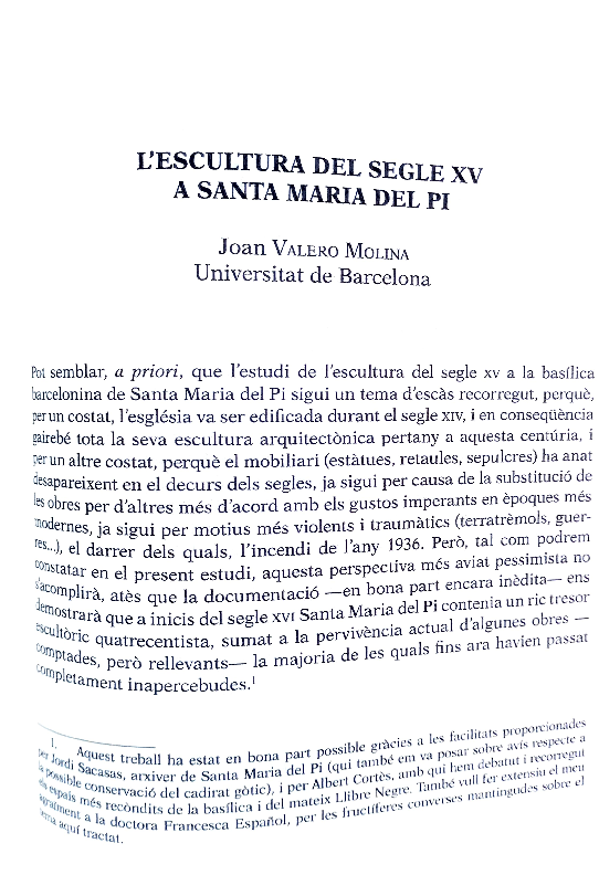 (PDF) L'escultura del segle XV a Santa Maria del Pi