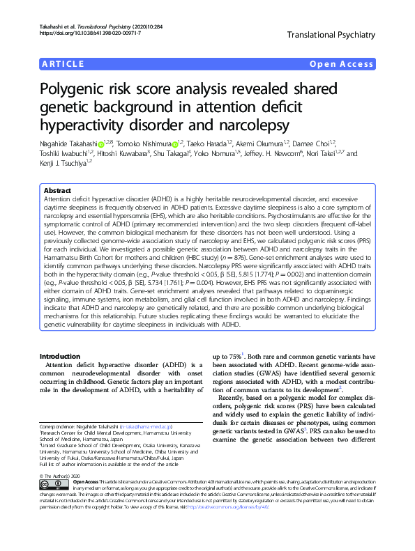 (PDF) Polygenic risk score analysis revealed shared genetic background in attention deficit ...