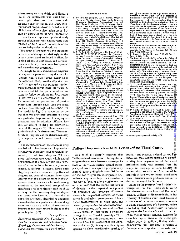 (PDF) Pattern Discrimination After Lesions of the Visual Cortex | Donald Stein - Academia.edu