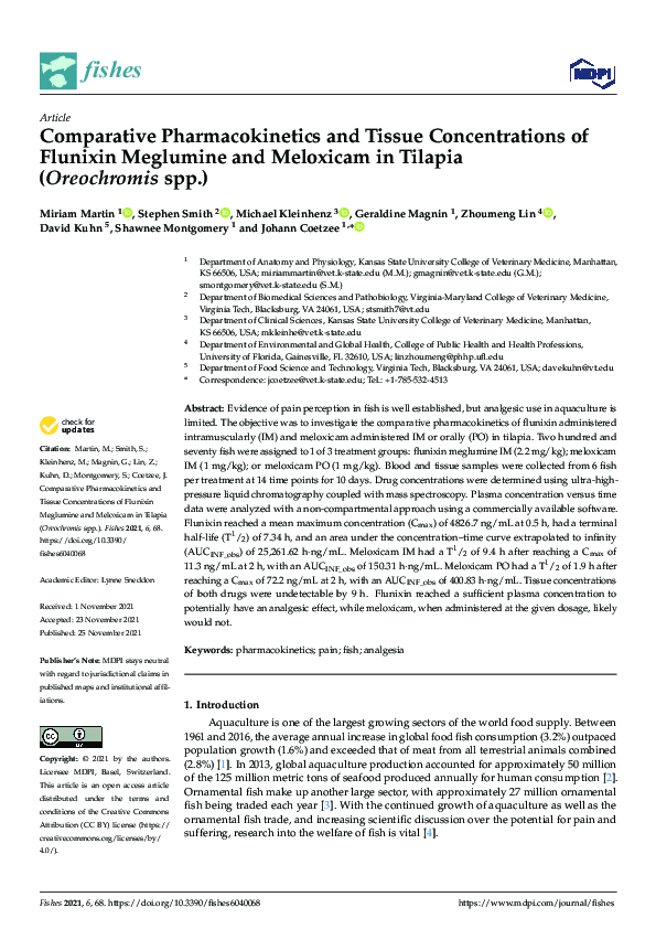 (PDF) Comparative Pharmacokinetics and Tissue Concentrations of Flunixin Meglumine and Meloxicam ...