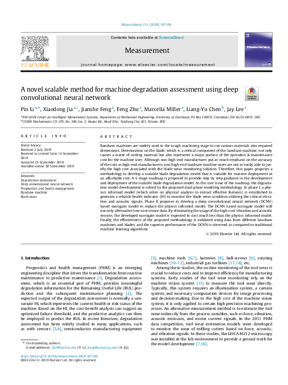 (PDF) A novel scalable method for machine degradation assessment using ...