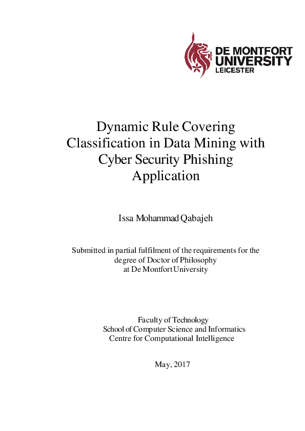 (PDF) Dynamic rule covering classification in data mining with cyber security phishing application