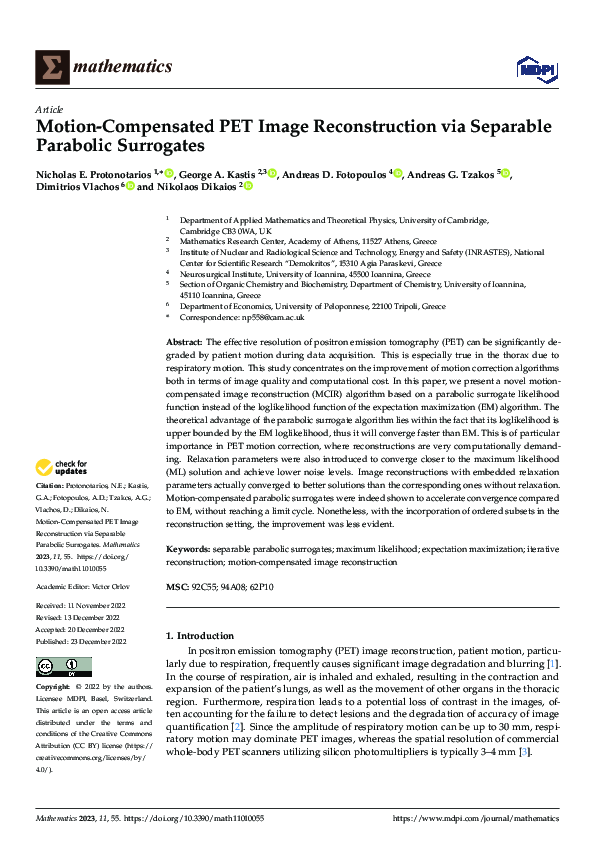 (PDF) Motion-Compensated PET Image Reconstruction via Separable ...
