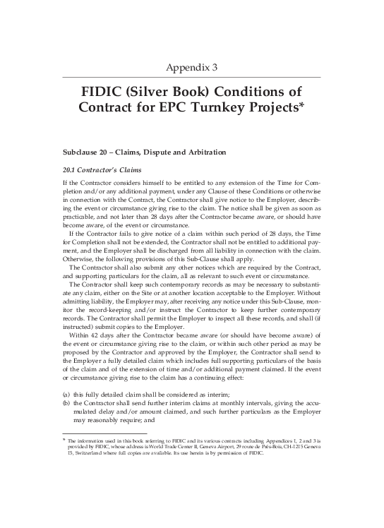 (PDF) Appendix 3: FIDIC (Silver Book) Conditions of Contract for EPC Turnkey Projects