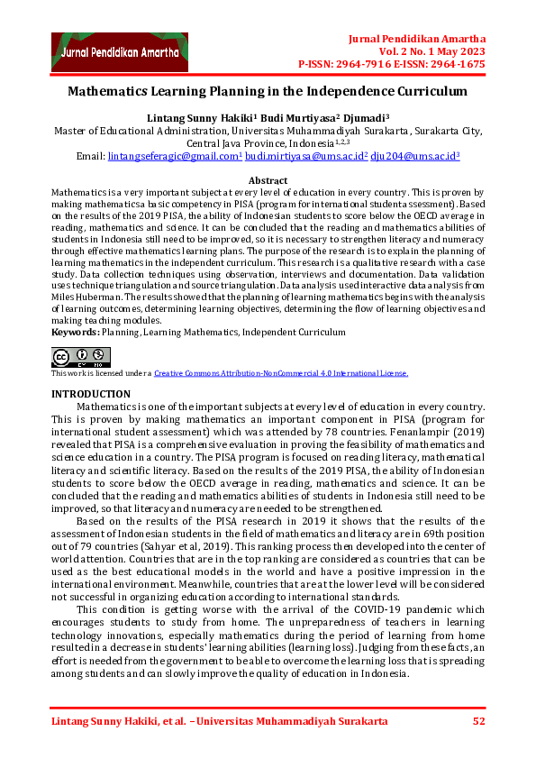 (PDF) Mathematics Learning Planning in the Independence Curriculum