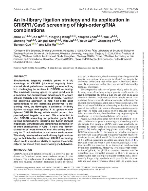 (PDF) An in-library ligation strategy and its application in CRISPR ...