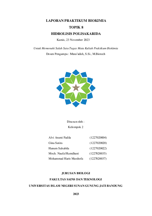 (PDF) Laporan Praktikum Biokimia; Hidrolisis Polisakarida