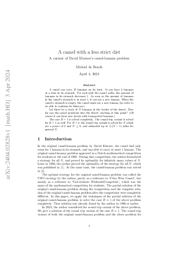 (PDF) A camel with a less strict diet