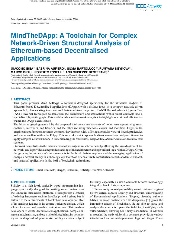 (PDF) MindTheDApp: A Toolchain for Complex Network-Driven Structural Analysis of Ethereum-based ...