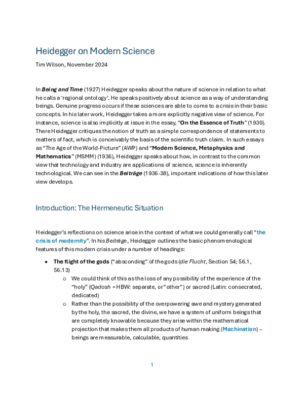 (PDF) Heidegger on Modern Science