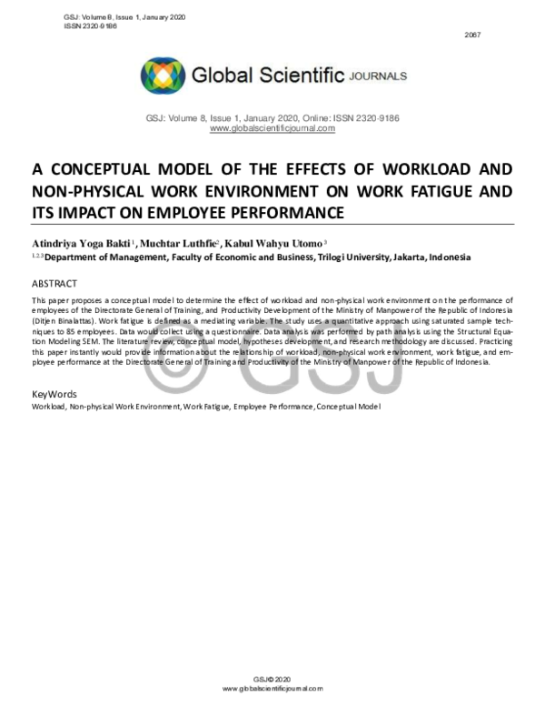 (PDF) A Conceptual Model of the Effects of Workload and Non-Physical Work Environment on Work ...