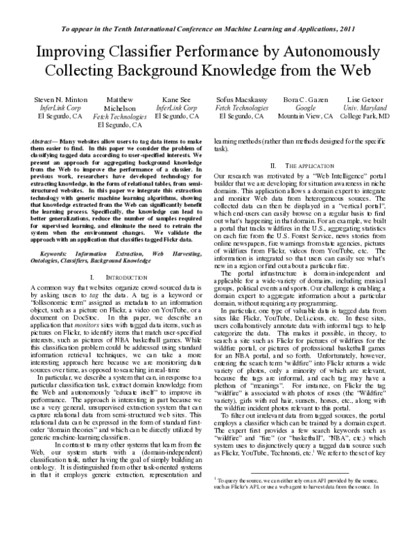 (PDF) Improving Classifier Performance by Autonomously Collecting Background Knowledge from the Web
