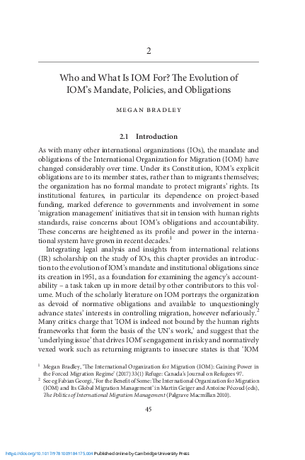 (PDF) Who and What Is IOM For? The Evolution of IOM’s Mandate, Policies ...