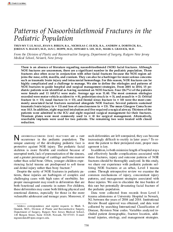 (PDF) Patterns of Nasoorbitalethmoid Fractures in the Pediatric ...