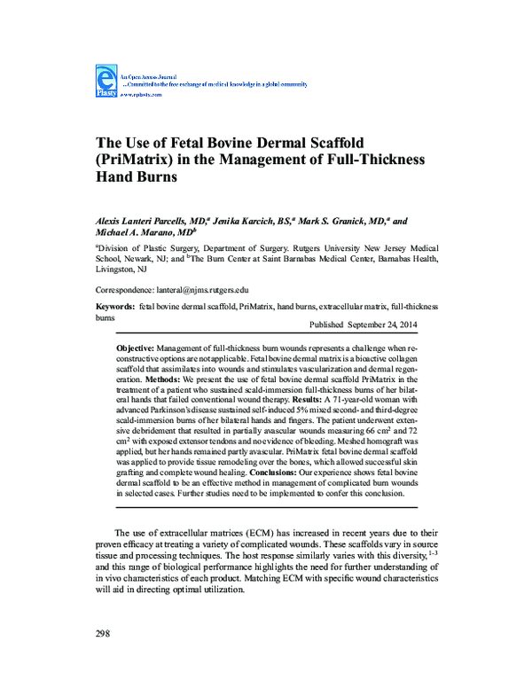 (PDF) The Use of Fetal Bovine Dermal Scaffold (PriMatrix) in the ...