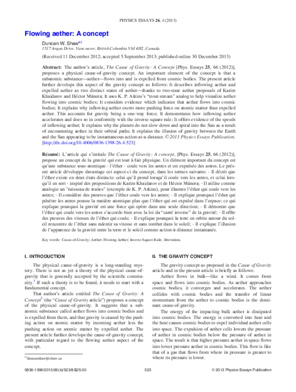 (PDF) Flowing aether: A concept