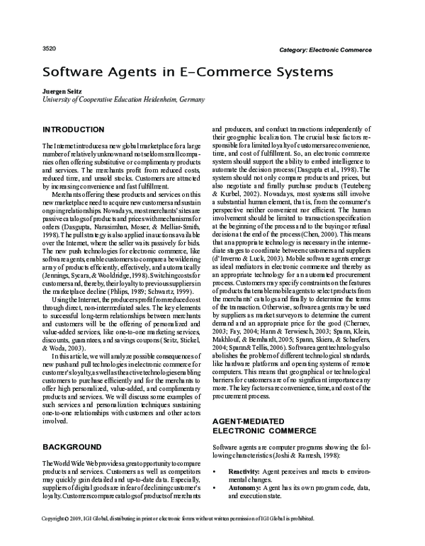 (PDF) Software Agents in E-Commerce Systems