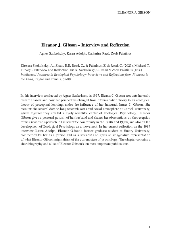 (PDF) Eleanor J. Gibson -Interview and Reflection