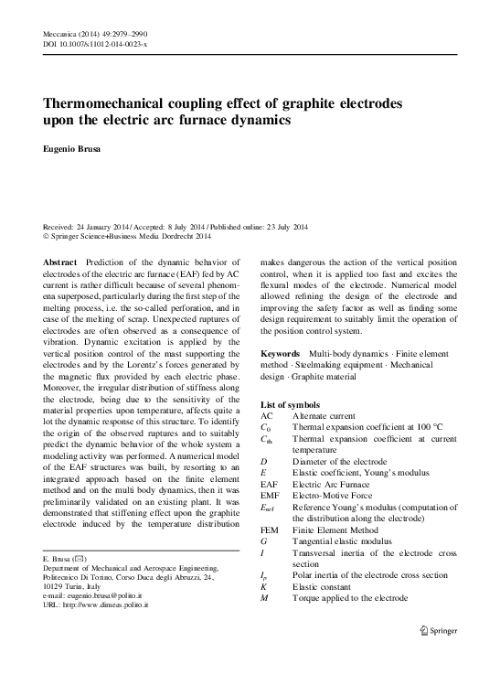 (PDF) Thermomechanical coupling effect of graphite electrodes upon the ...