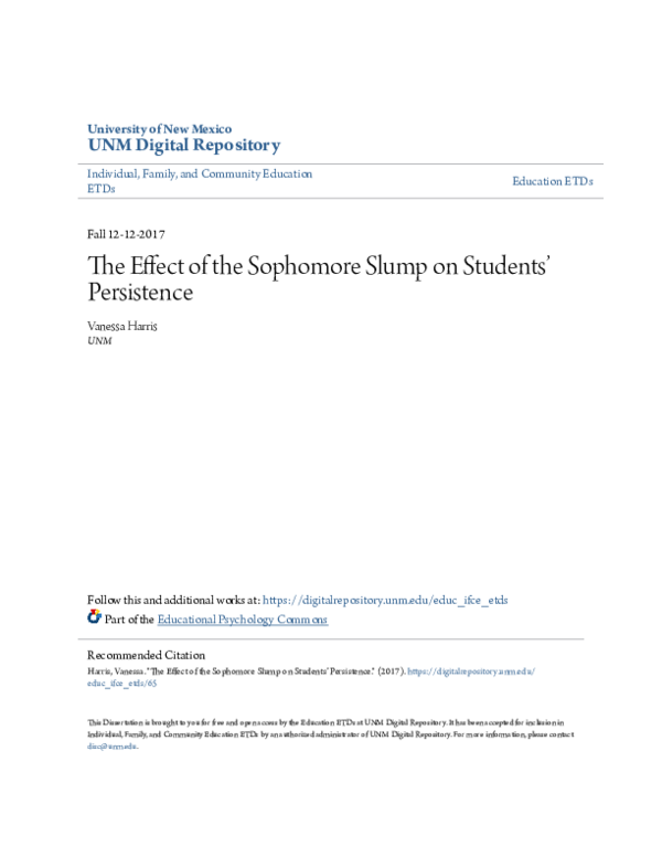 (PDF) The Effect of the Sophomore Slump on Students’ Persistence