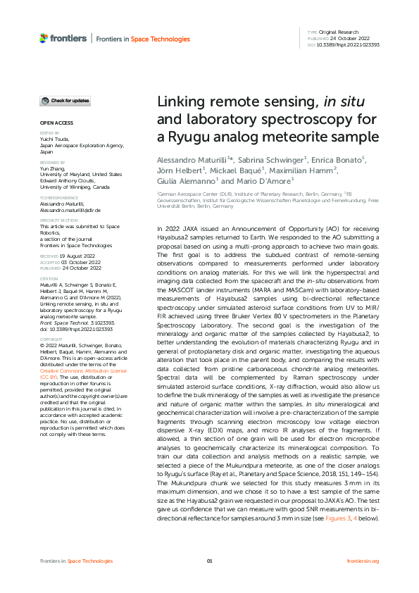 (PDF) Linking remote sensing, in situ and laboratory spectroscopy for a ...