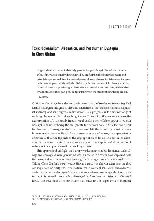 (PDF) Chapter Eight: Toxic Colonialism, Alienation, and Posthuman ...
