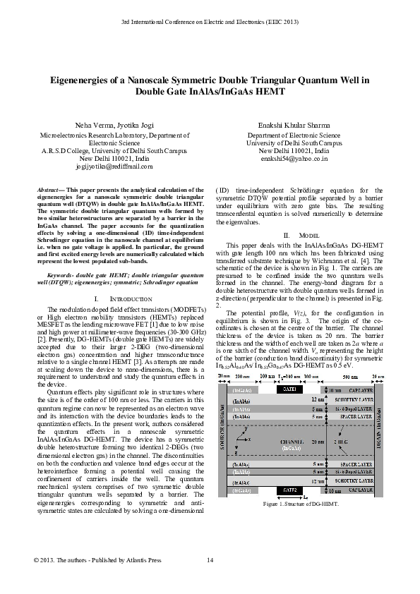 (PDF) Eigenenergies of a Nanoscale Symmetric Double Triangular Quantum Well in Double Gate ...