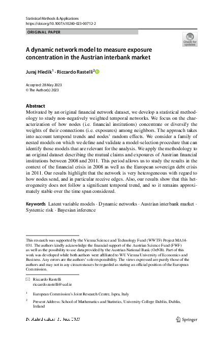 (PDF) A dynamic network model to measure exposure concentration in the Austrian interbank market