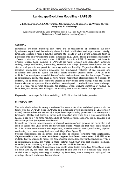 (PDF) Landscape evolution modeling - LAPSUS