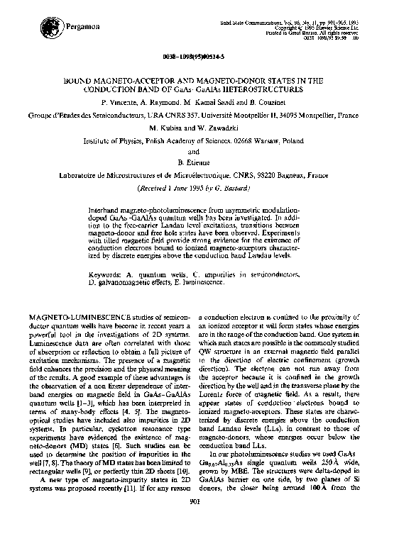 (PDF) Bound magneto-acceptor and magneto-donor states in the conduction ...