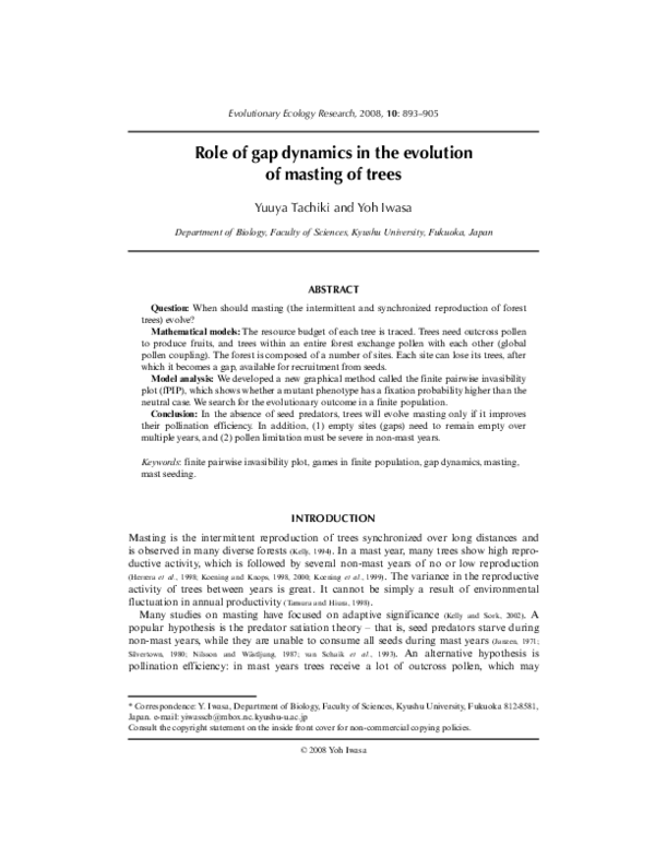 (PDF) Role of gap dynamics in the evolution of masting of trees