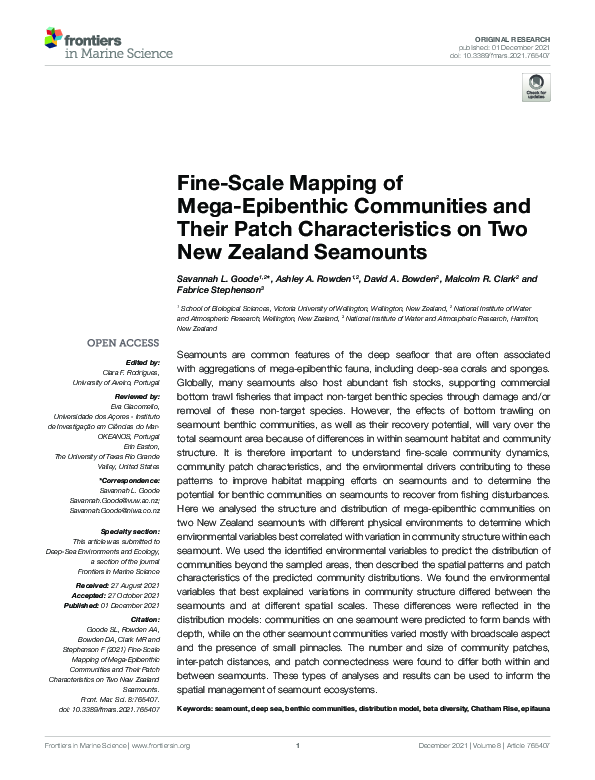 (PDF) Fine-Scale Mapping of Mega-Epibenthic Communities and Their Patch ...