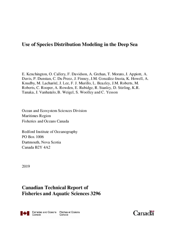 (PDF) Use of Species Distribution Modeling in the Deep Sea