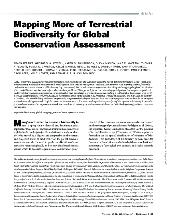 (PDF) Mapping More of Terrestrial Biodiversity for Global Conservation Assessment
