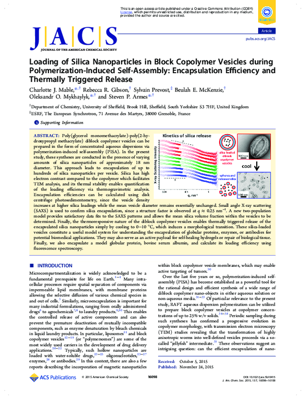 (PDF) Loading of silica nanoparticles in block copolymer vesicles during polymerization-induced ...