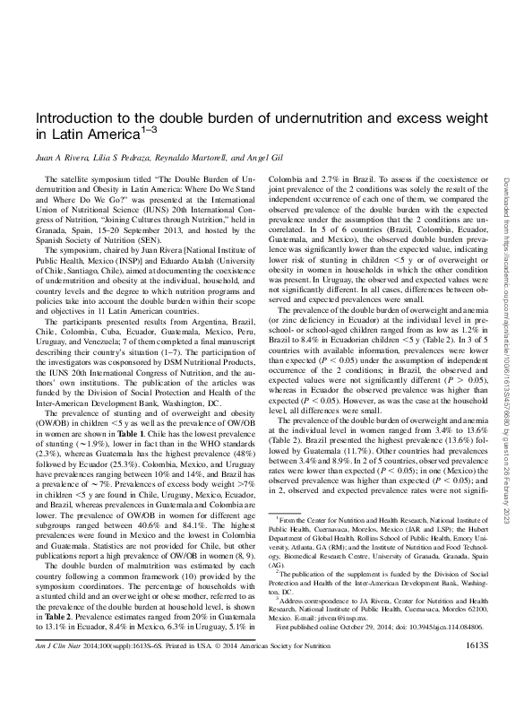 (PDF) Introduction to the double burden of undernutrition and excess ...