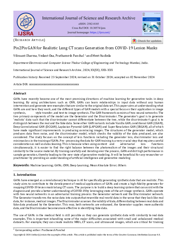 (PDF) Pix2Pix GAN for Realistic Lung CT scans Generation from COVID-19 ...